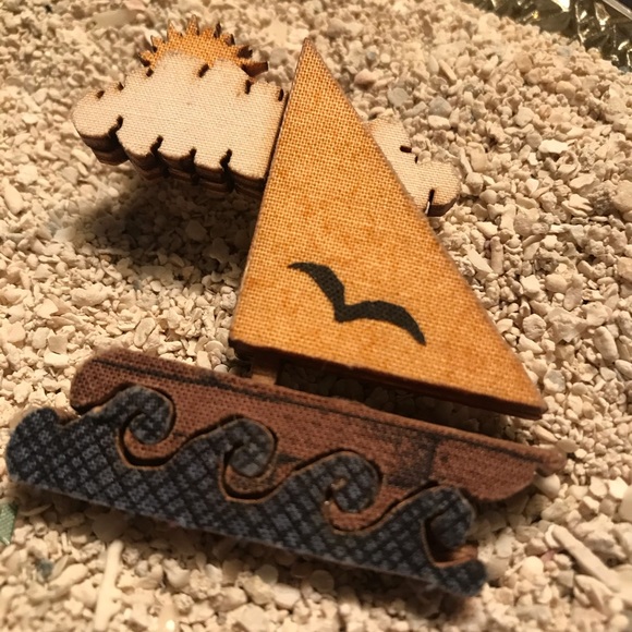 Jewelry | Vintage Wooden Boat Pin | Poshmark